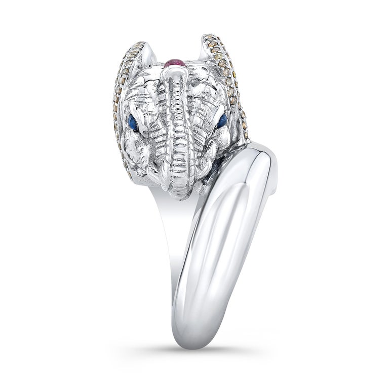 Amy Y 18 Karat, Diamond and Ruby Contemporary Safari Elephant Ring ...