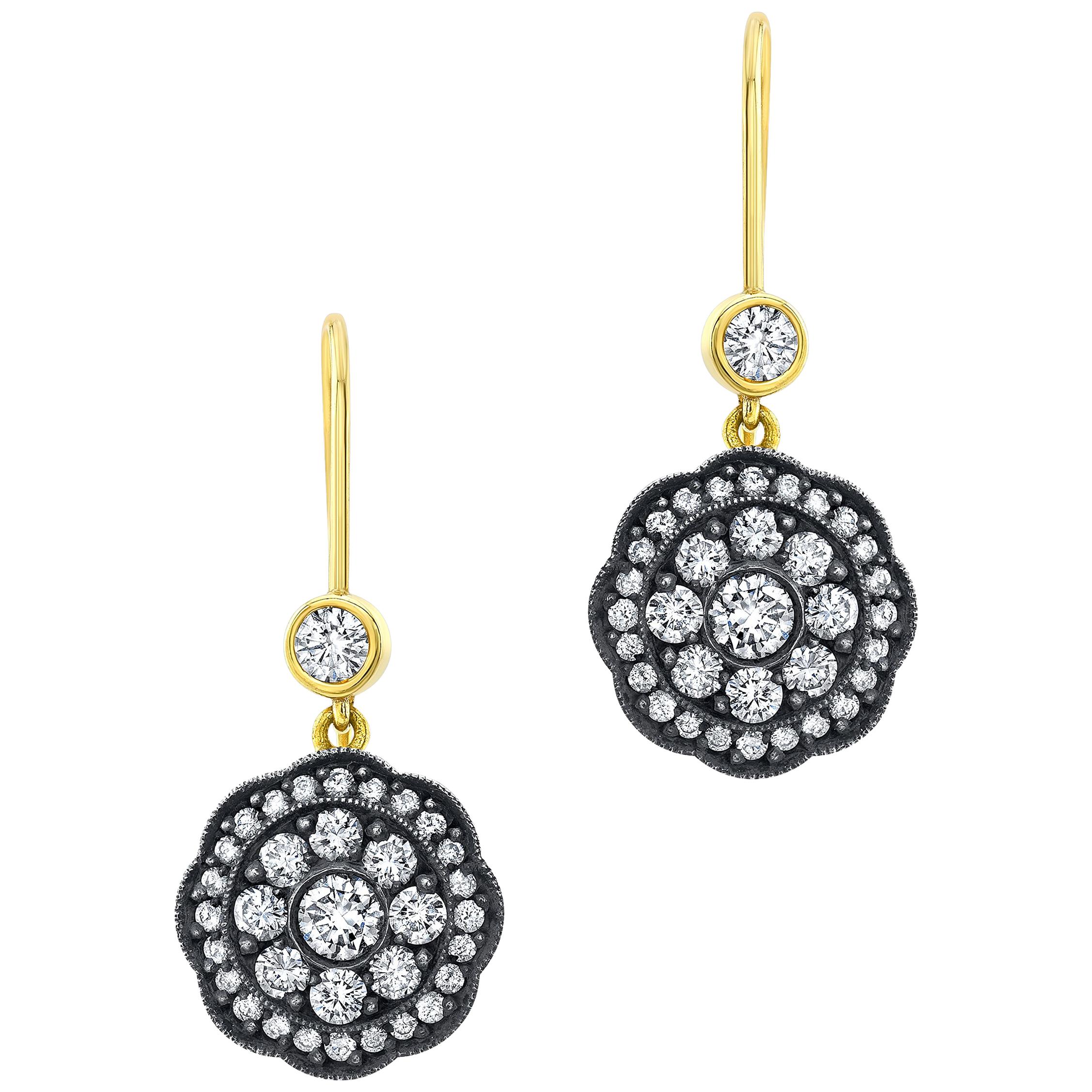 Amy Y Contemporary 18 Karat Gold and Diamond Crescent Drop Earring ...
