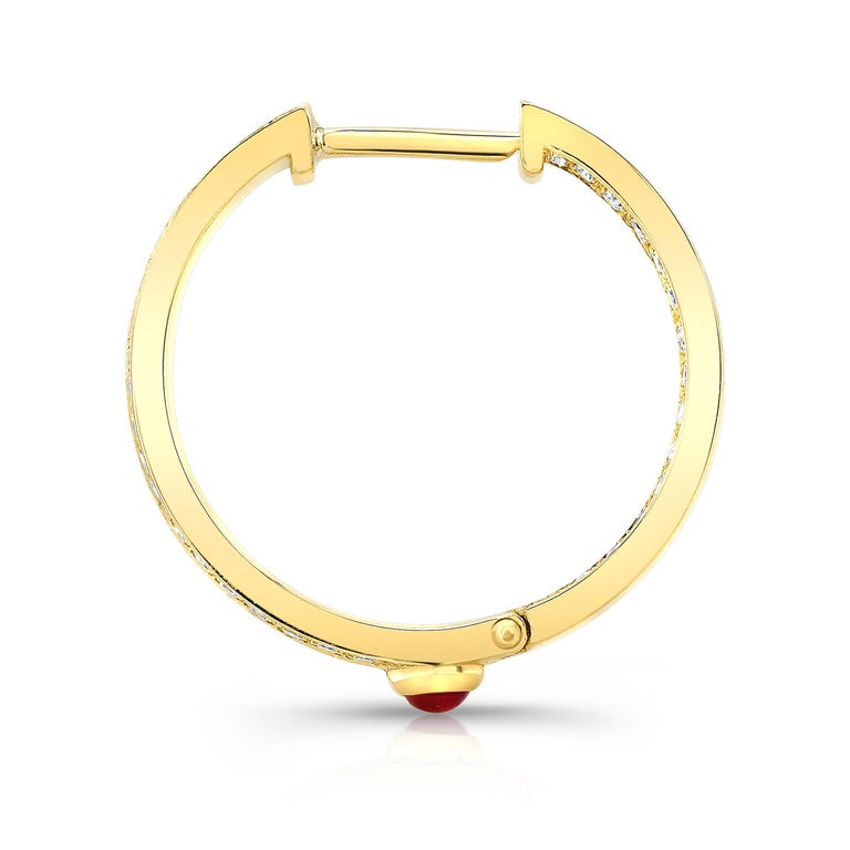18 Karat Gold, Diamond, Sapphire, Ruby and Emerald Small Architect Hoop ...