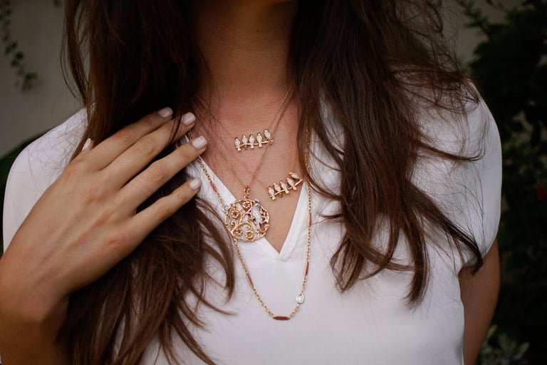 Amy Y 18 Karat Rose Gold, Diamond and Enamel Contemporary Necklace ...