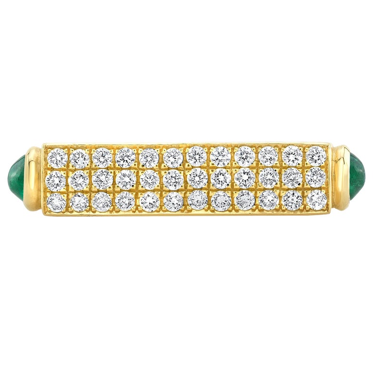 Amy Y Inlay Diamond, Cabochon Emerald and 18 Karat Gold Ring 'Architect ...