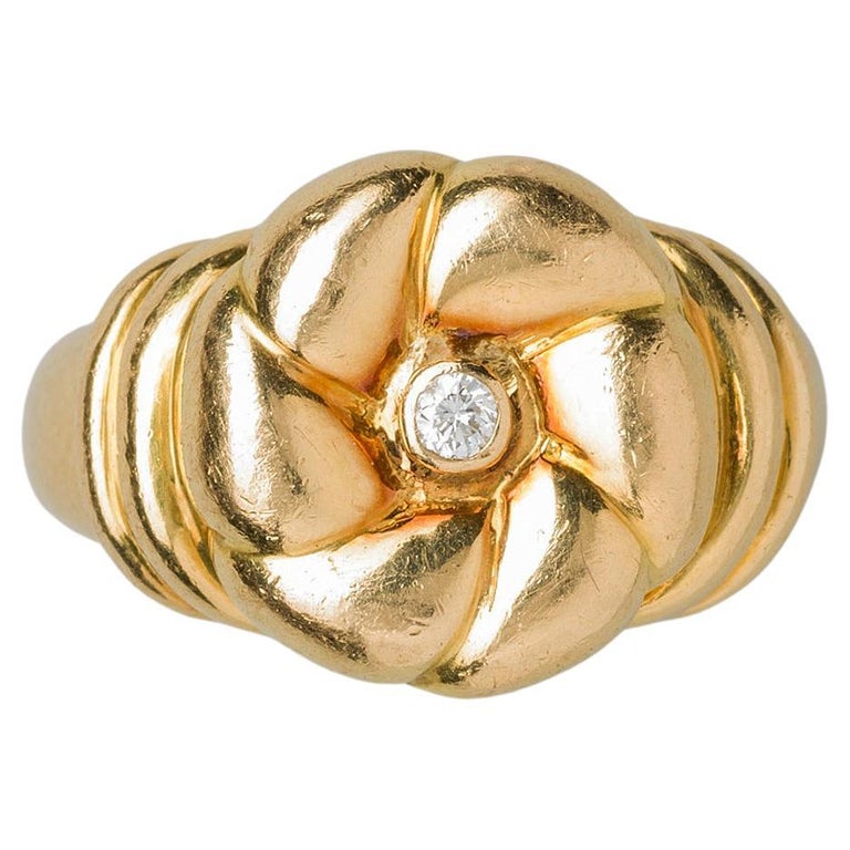 18 Carat Gold and Diamond Flower Ring at 1stDibs