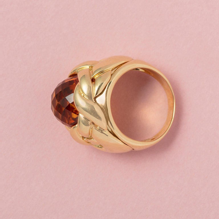 18 Carat Gold Fred Paris Dome Ring with Citrine For Sale at 1stDibs