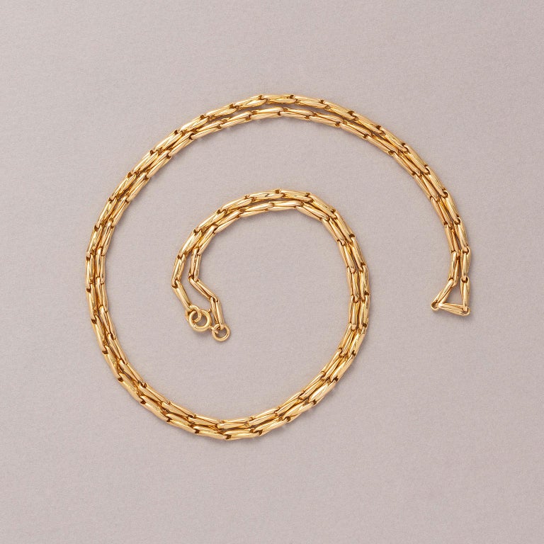 18 Carat Gold Grain Link Cartier Chain at 1stDibs
