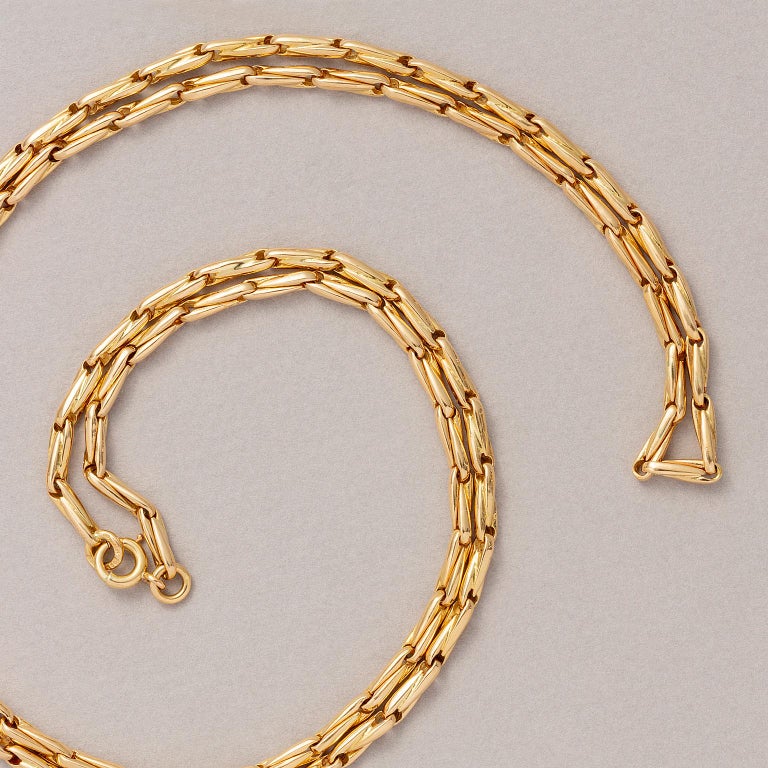 18 Carat Gold Grain Link Cartier Chain at 1stDibs