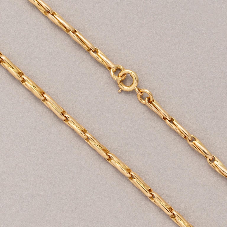 18 Carat Gold Grain Link Cartier Chain at 1stDibs