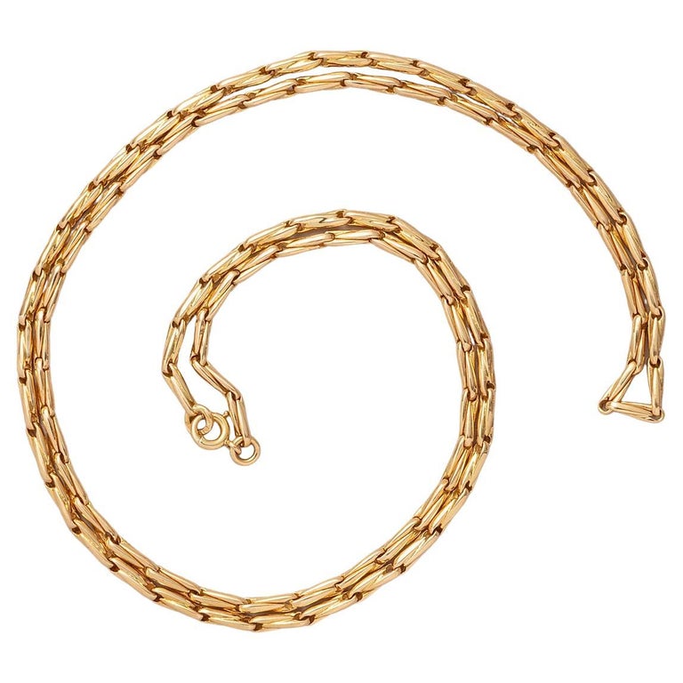 18 Carat Gold Grain Link Cartier Chain at 1stDibs
