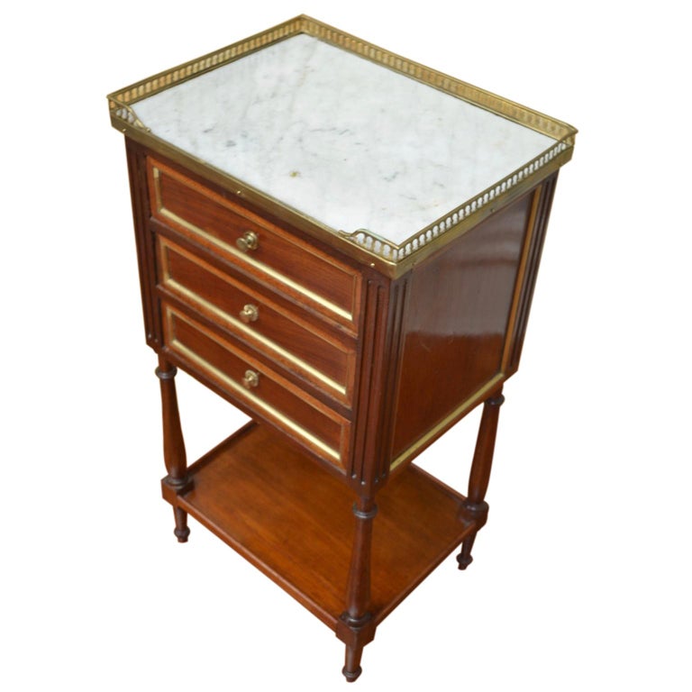 18th Century Louis XVI Mahogany Night Table with a White Marble Top For ...