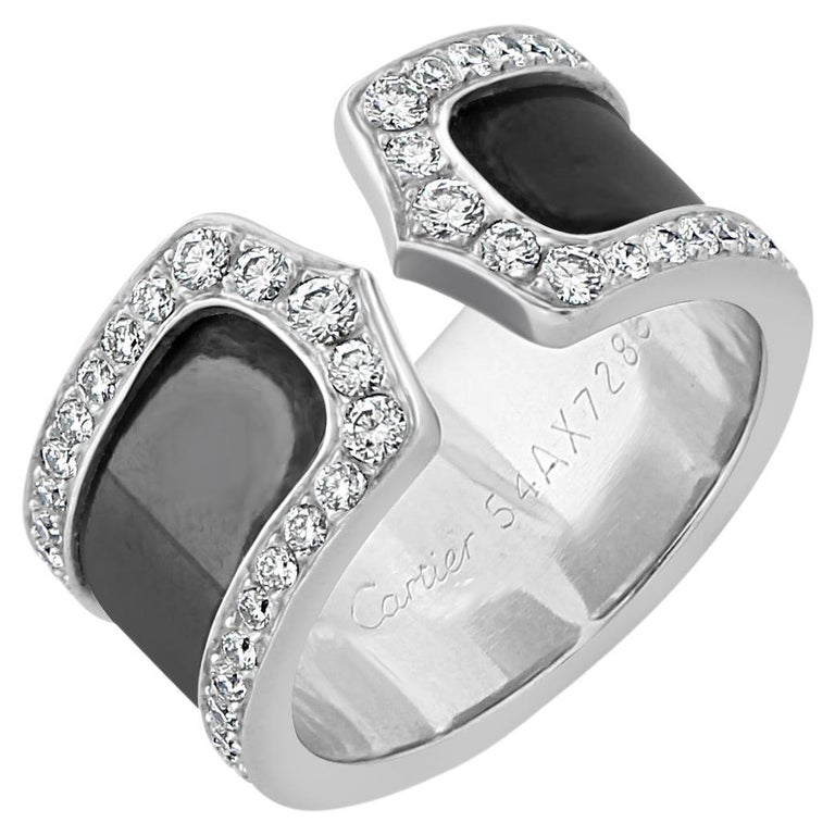 18k White Gold and Diamond ‘Double C de Cartier’ Ring For Sale at 1stDibs