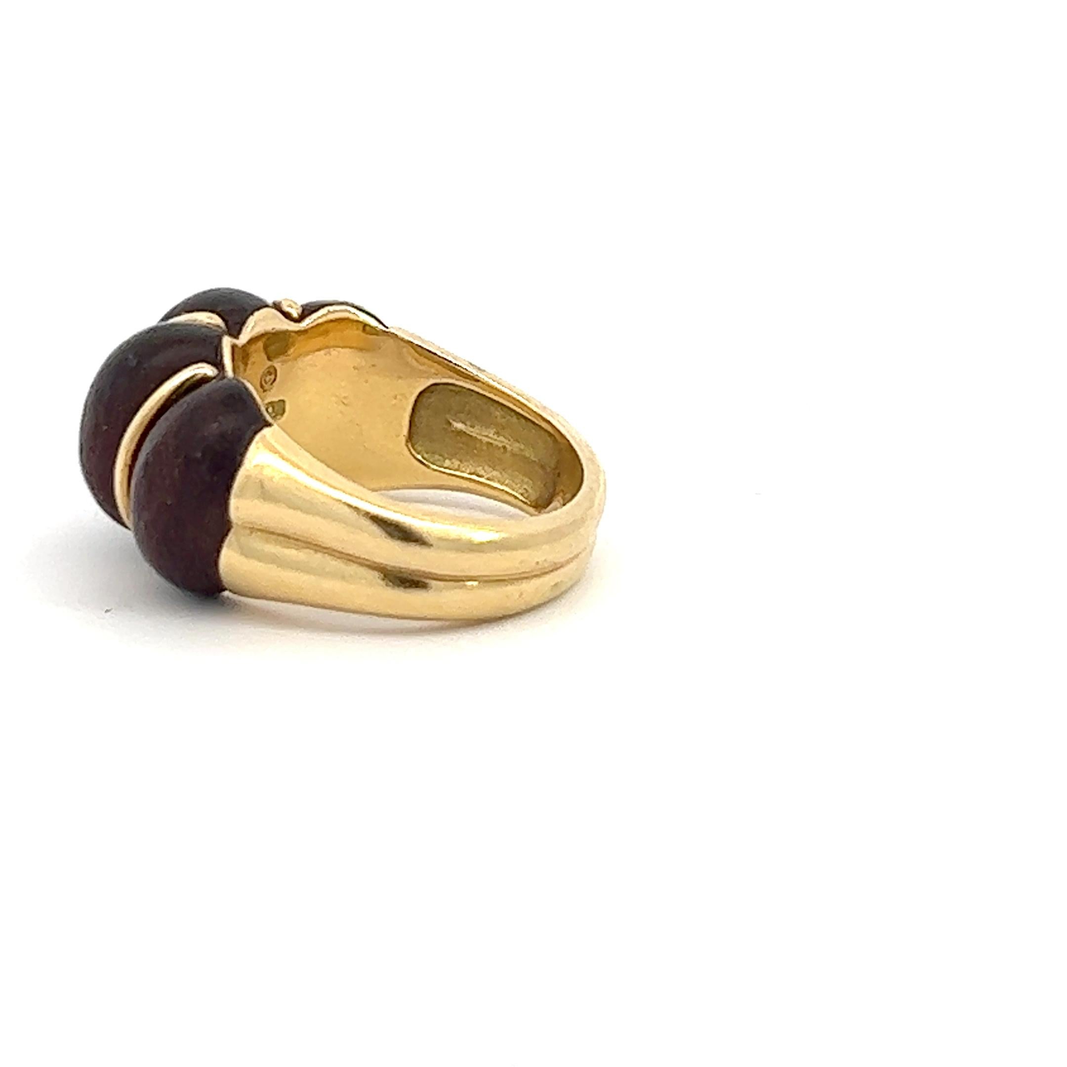 An 18k yellow gold and wood ring by Seaman Schepps. For Sale at 1stDibs