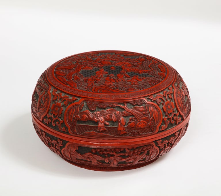 18th/19th Century Chinese Cinnabar Circular Box with Multiple ...