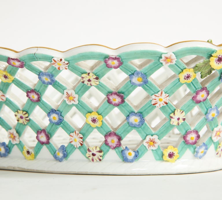 18th C. Meissen Porcelain Lattice Filigree Reticulated Basket w/ Vine ...