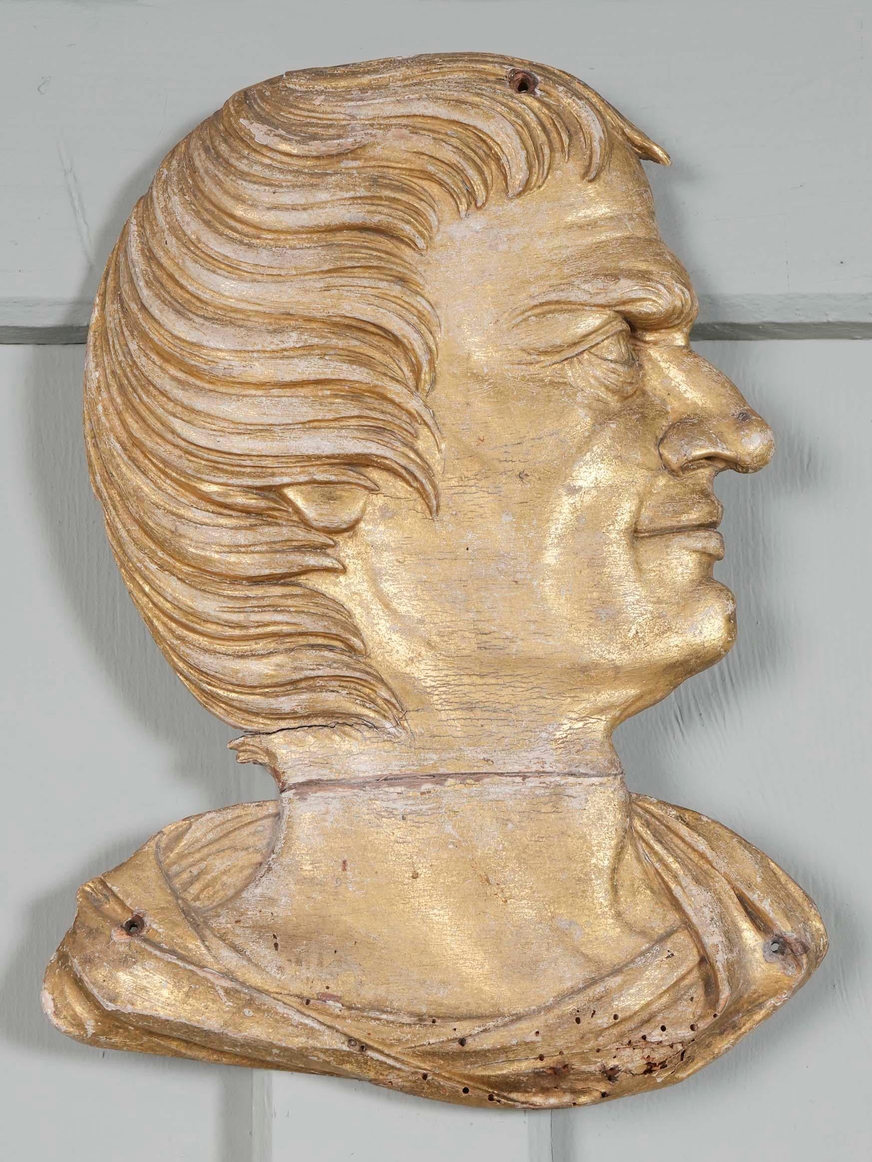 18th Century Bas Relief Gilt Wood Male Profile at 1stDibs