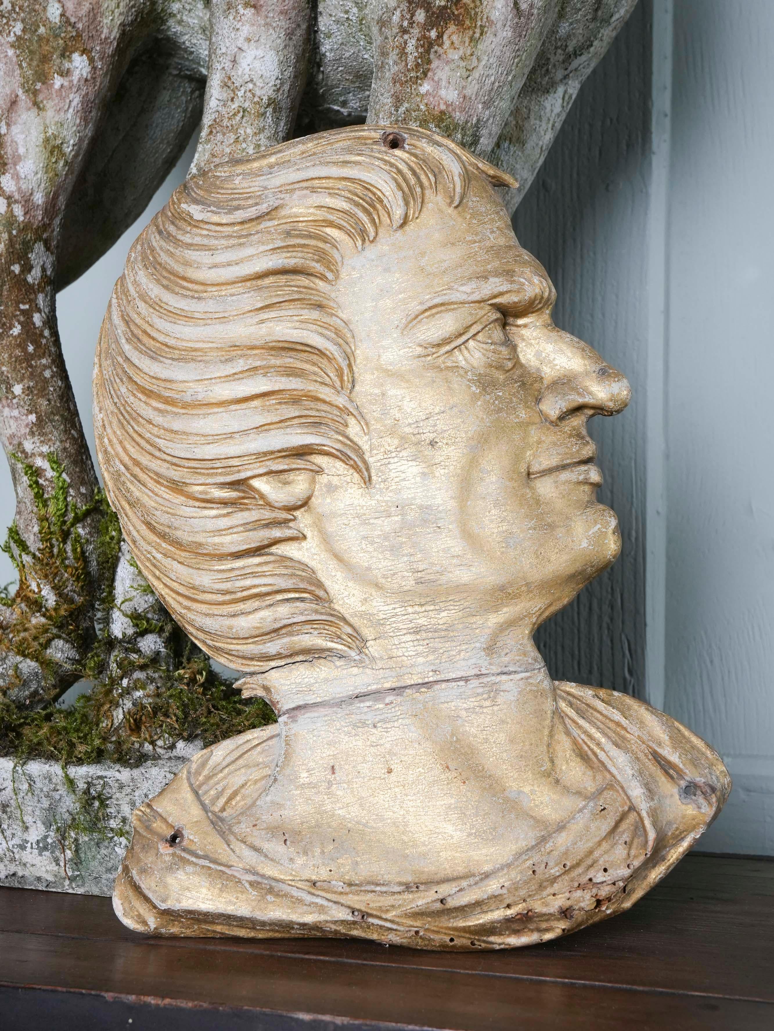 18th Century Bas Relief Gilt Wood Male Profile at 1stDibs