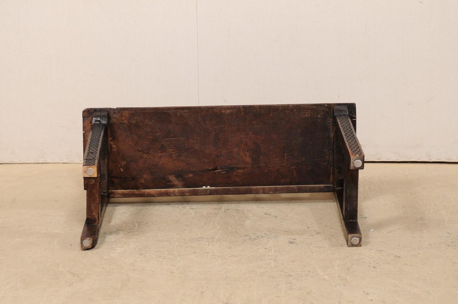 18th Century Spanish Spindle Back Carved Wood Bench, Cute at 1stDibs ...