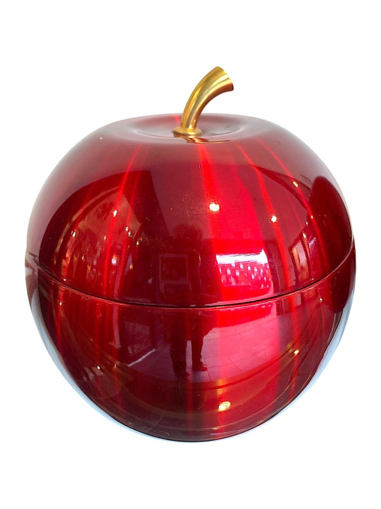 1970s Apple Ice Bucket by Daydream in Anodised Vibrant Red with Brass ...