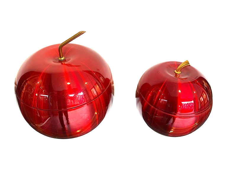 1970s Cherry Ice Bucket by Daydream in Anodised Vibrant Red with Brass ...