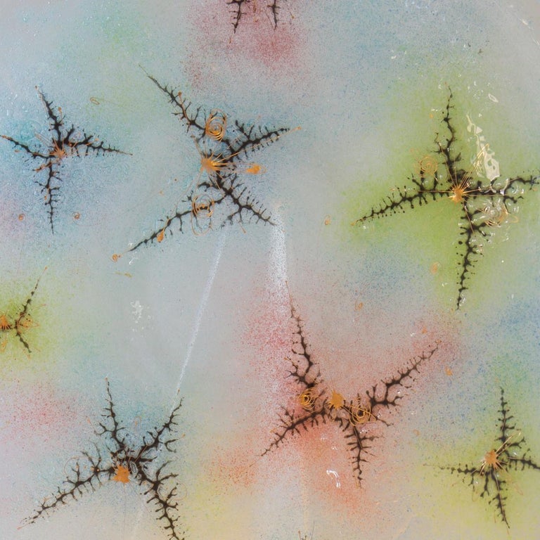 Abstract Butterfly Patterned Fused Glass Plate by Higgins at 1stDibs