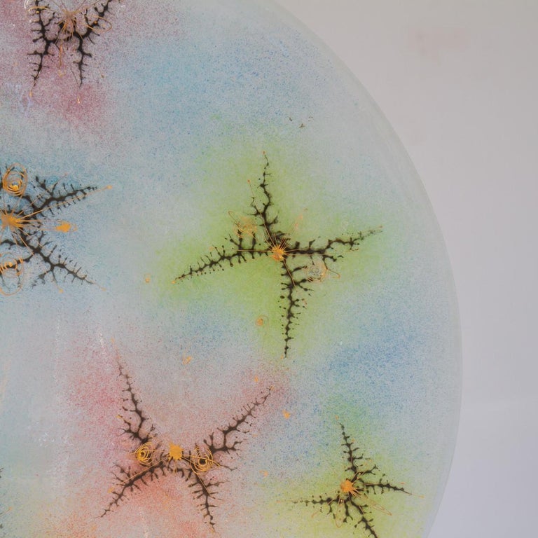 Abstract Butterfly Patterned Fused Glass Plate by Higgins at 1stDibs