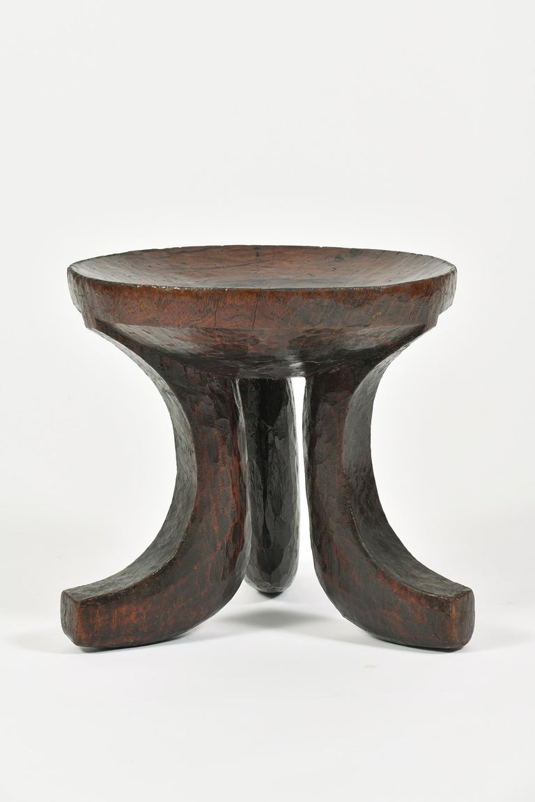 African Carved Wood Tripod Stool at 1stDibs