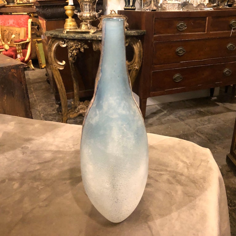 Alfredo Barbini Scavo Blue Murano Glass Vase, circa 1970 at 1stDibs