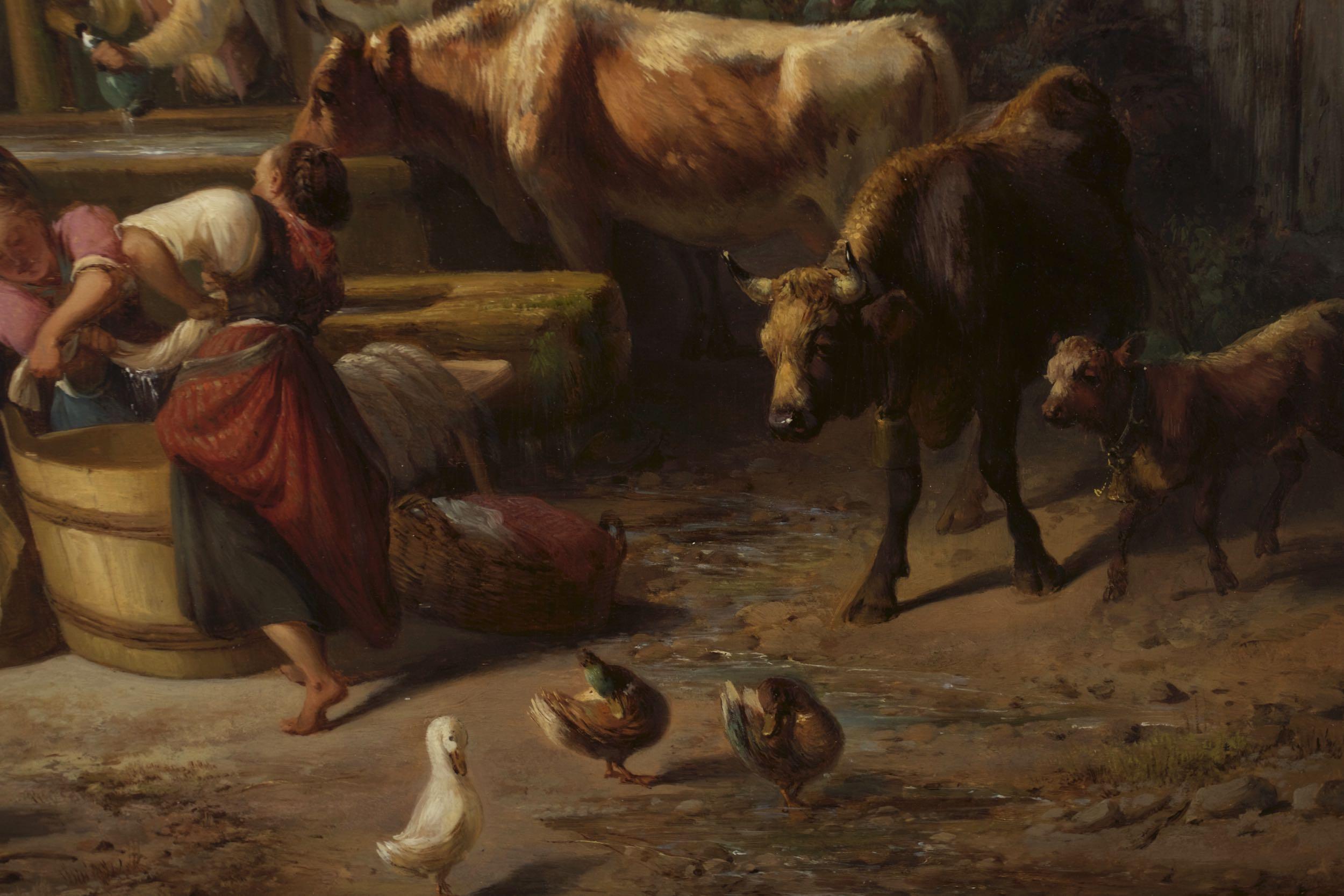 “An Alpine Village” Antique Landscape Painting by Joseph Heinrich Marr ...