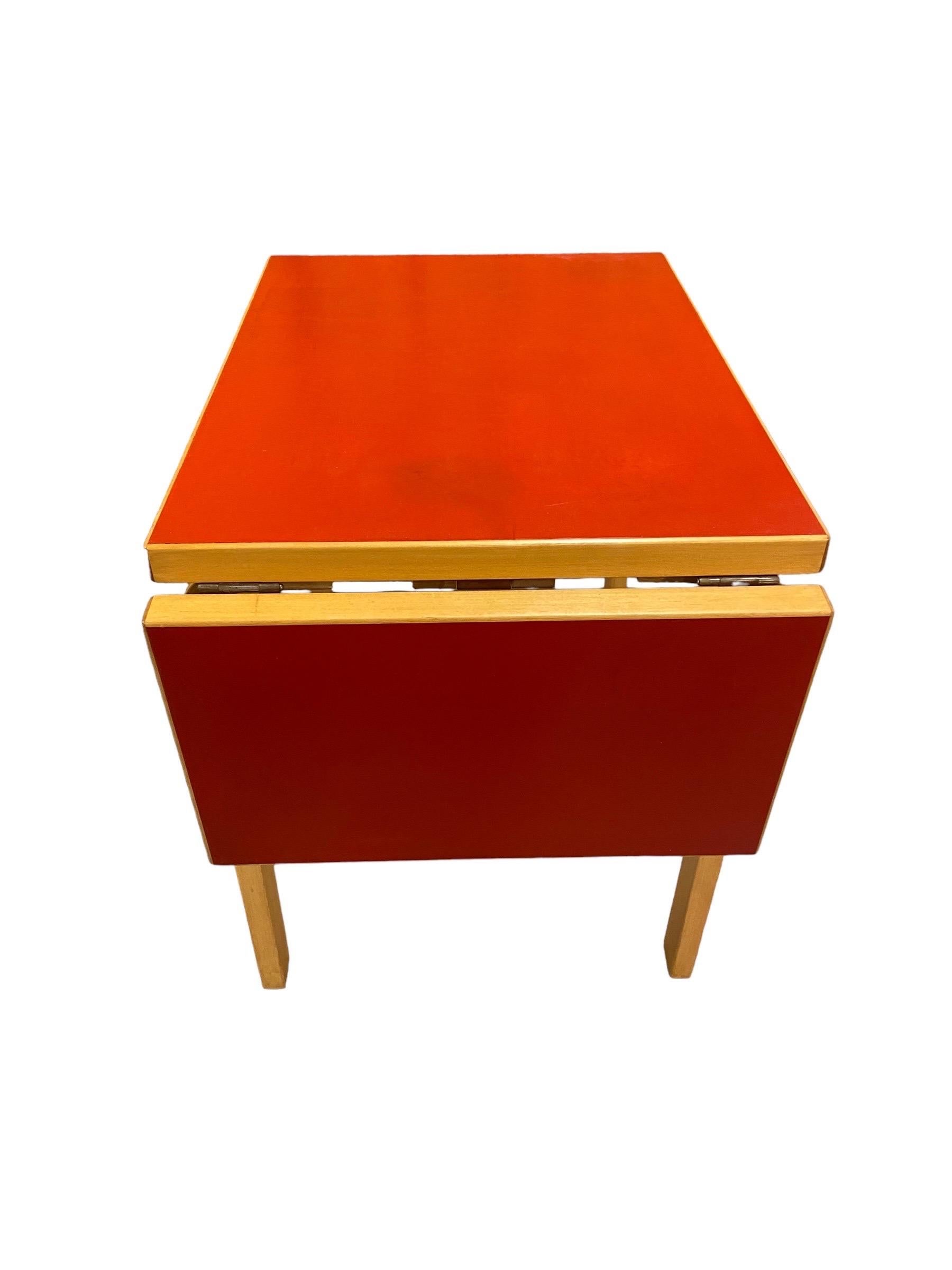 Aino and Alvar Aalto Fodlable Table Model DL82, Birch and Red Linoleum ...