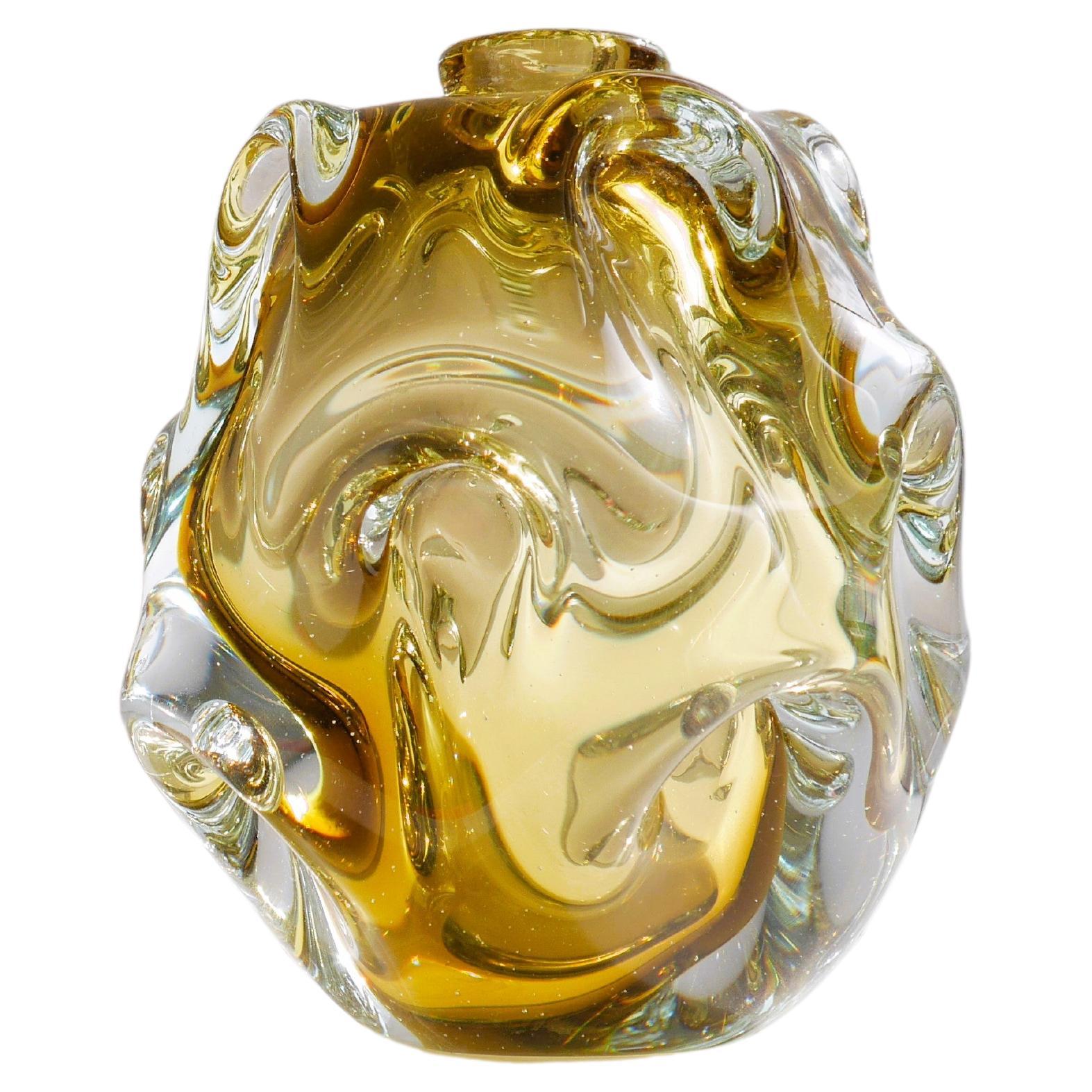 An Amber Colored Glass Vase by Börne Augustsson for Åseda, Sweden For ...