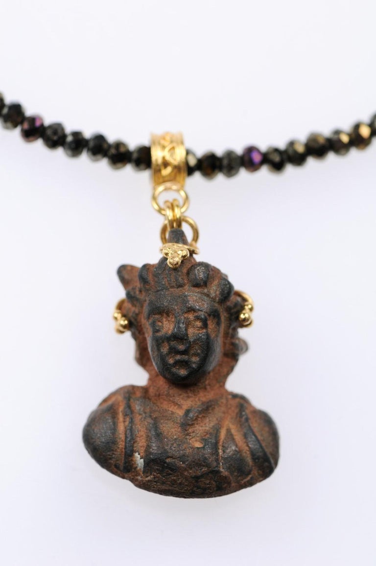 Ancient Roman Prince Bust Artifact Set in 21-Karat Gold Pendant at 1stDibs