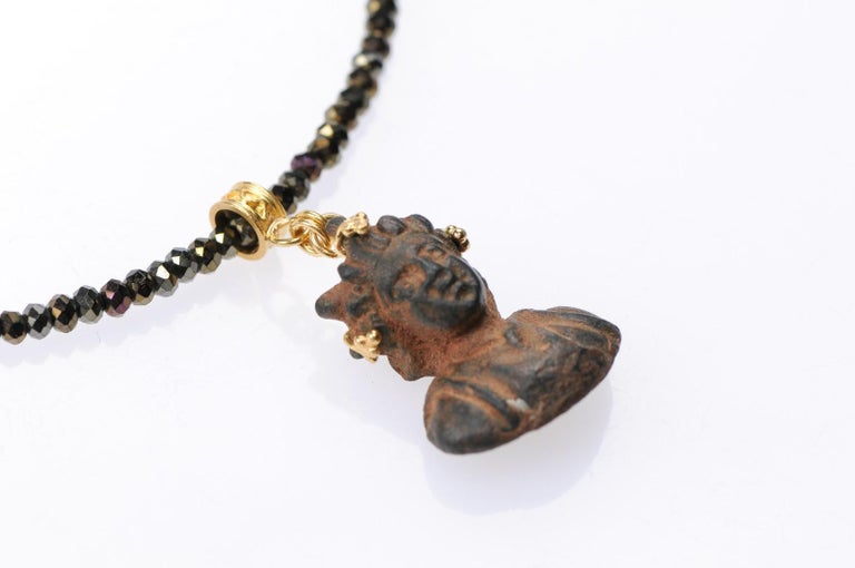 Ancient Roman Prince Bust Artifact Set in 21-Karat Gold Pendant at 1stDibs