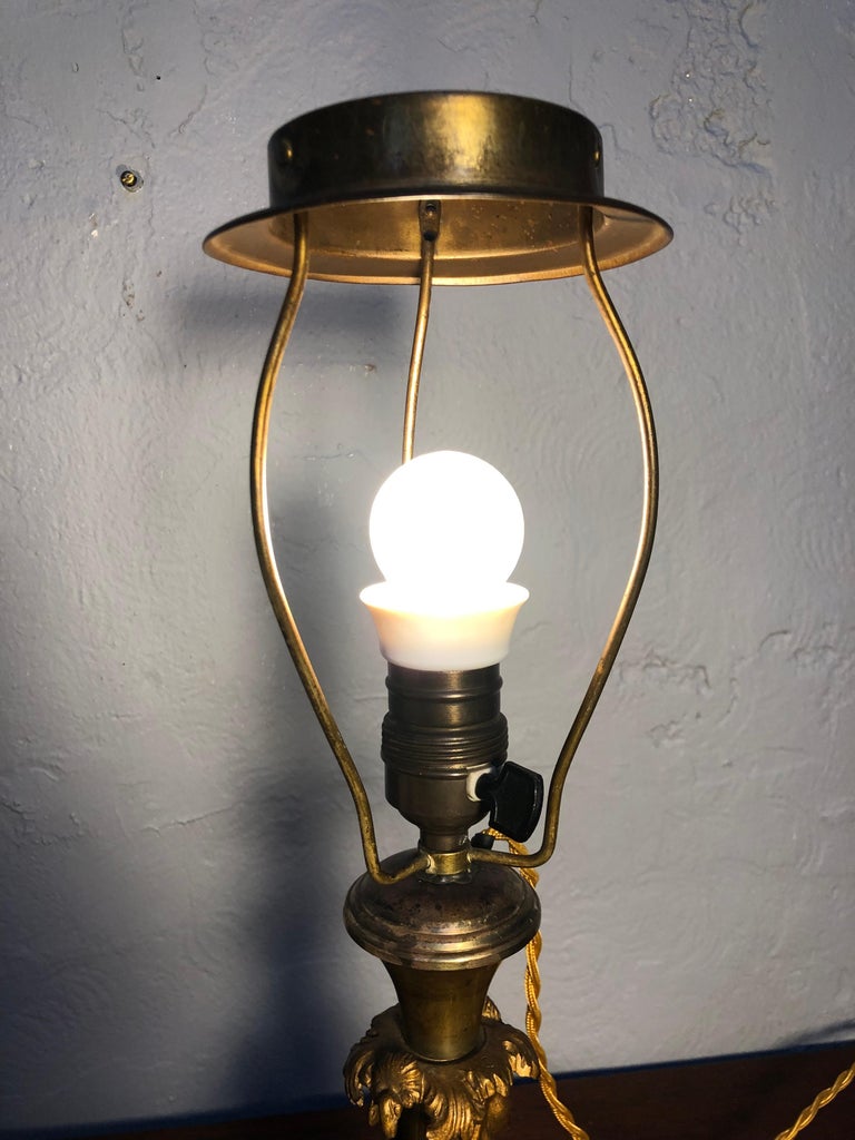 Antique Bronze Floral Table Lamp For Sale at 1stDibs