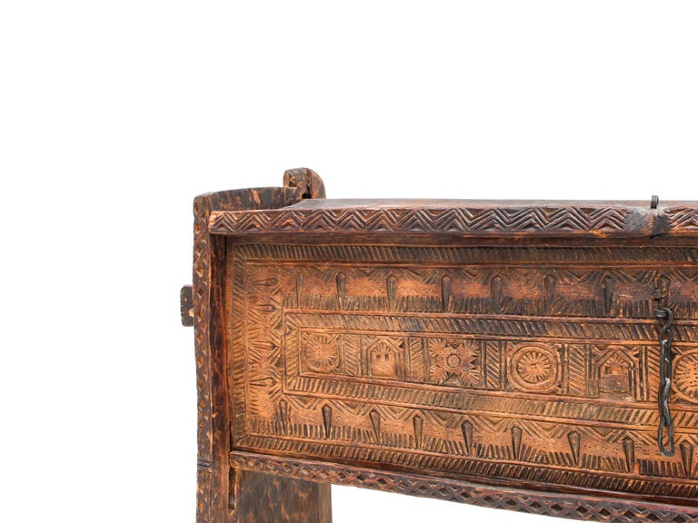 Antique C 19th Century Carved Nuristan Raised Chest, Central Asia For ...