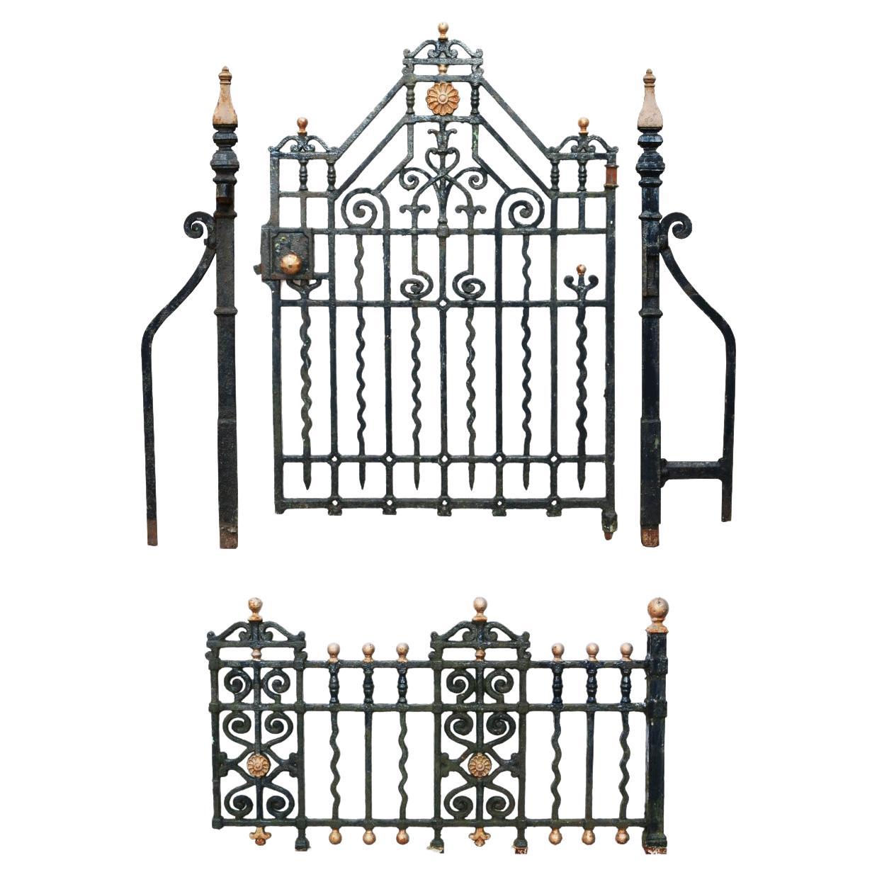Arts and Crafts Cast Iron Gate with its Original Side Post All with ...