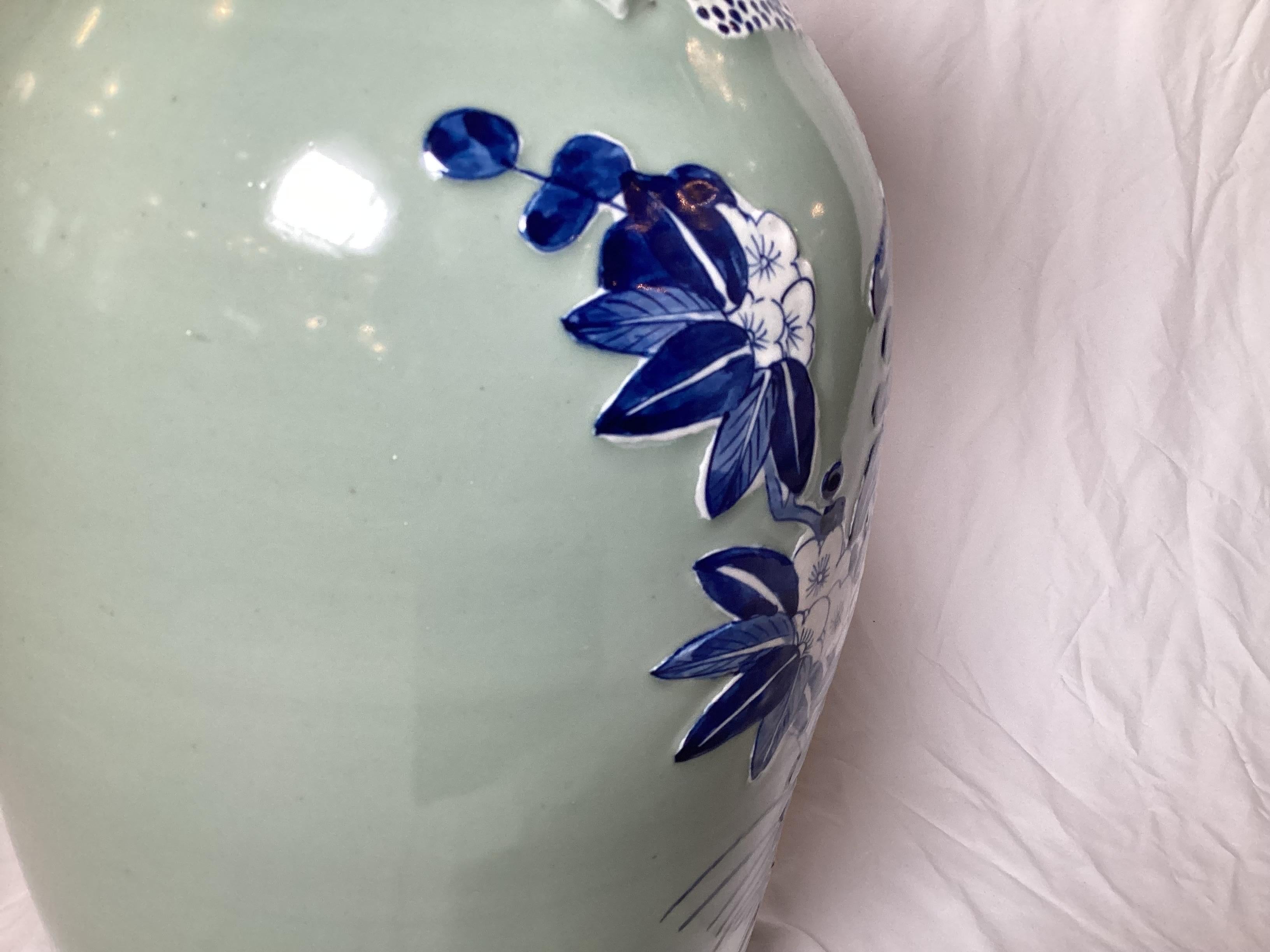 Antique Chinese Blue and White on Caledon Porcelain Floor Vase For Sale ...