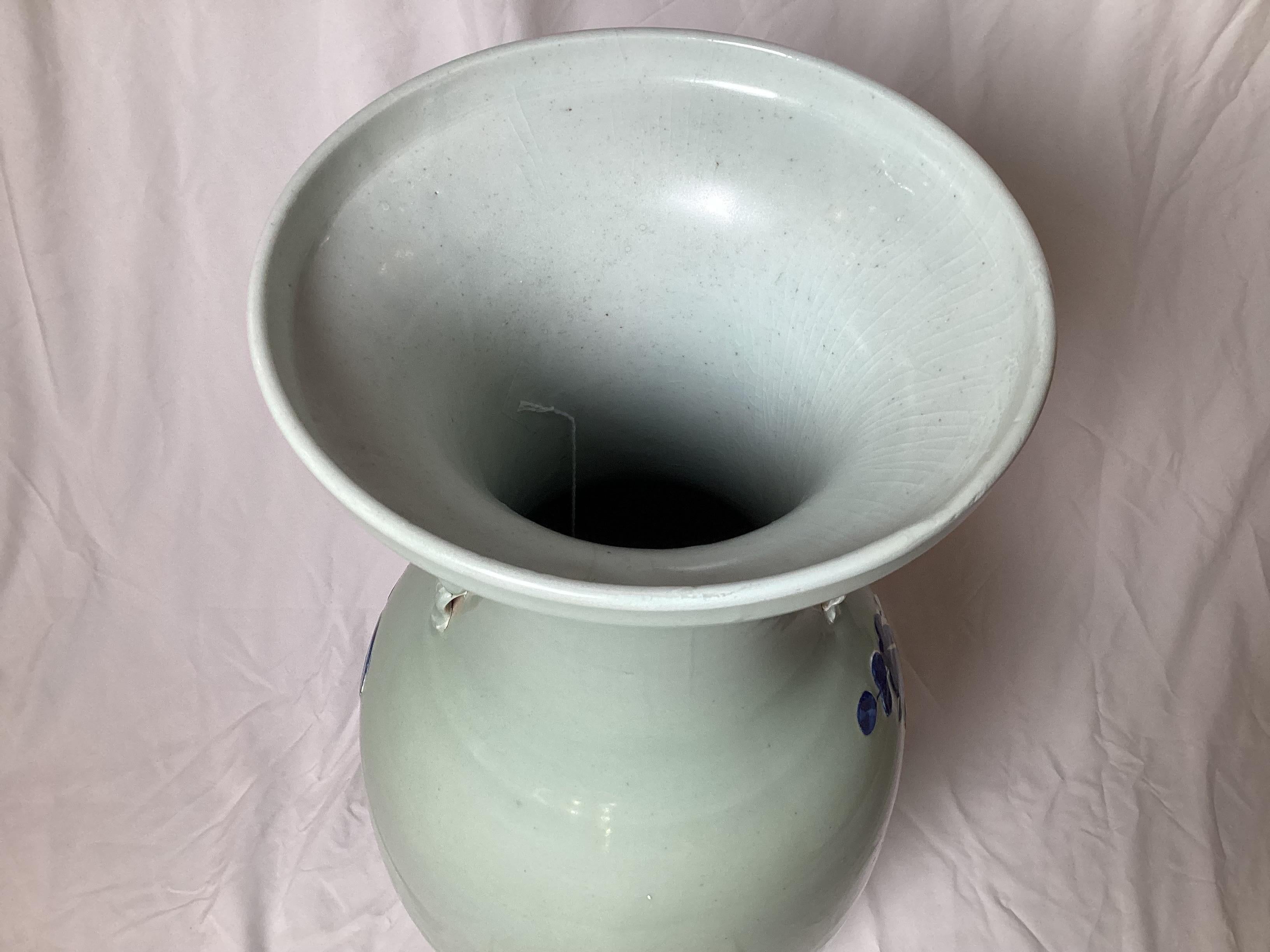 Antique Chinese Blue and White on Caledon Porcelain Floor Vase For Sale ...
