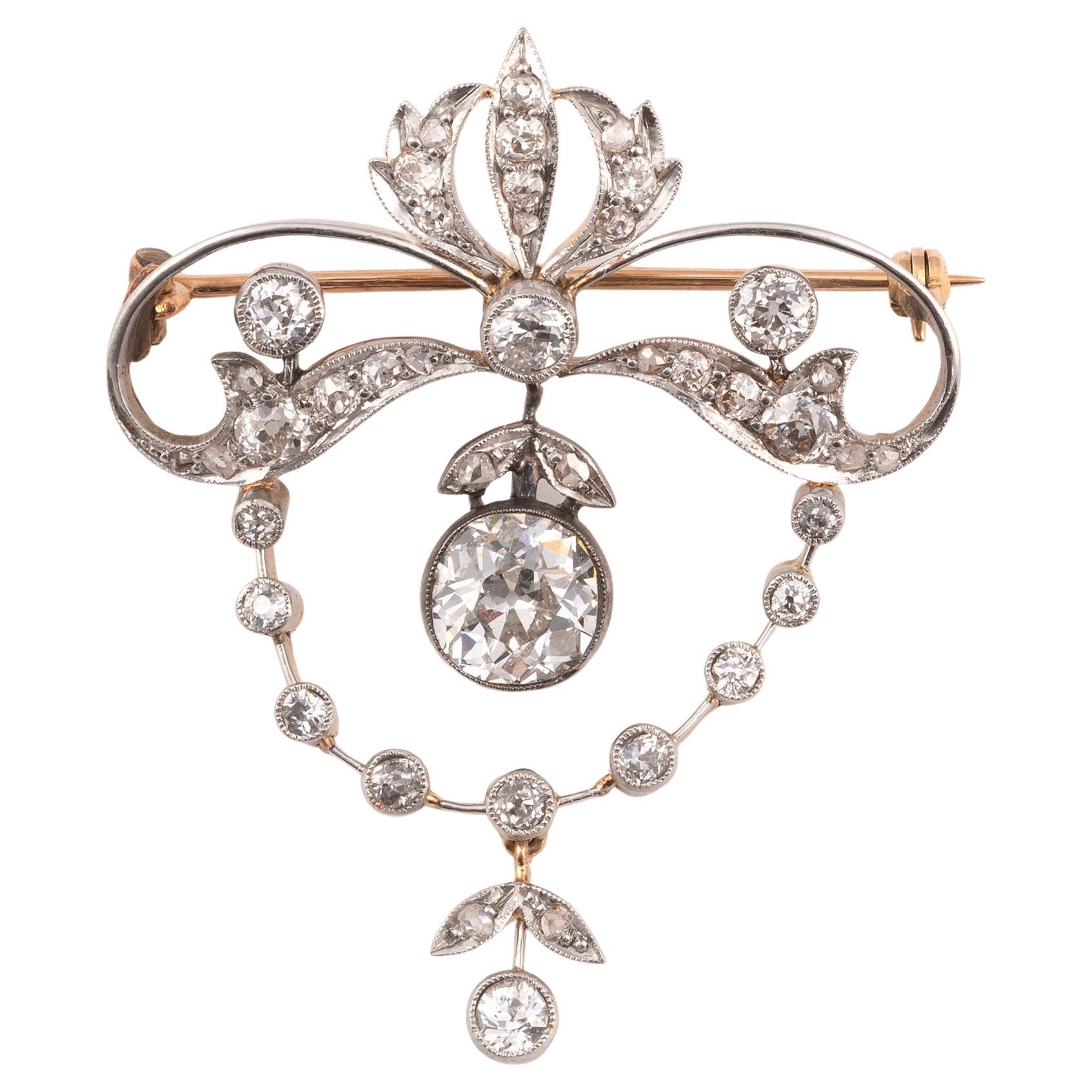 An Antique Diamond Brooch Late 19th Century For Sale at 1stDibs