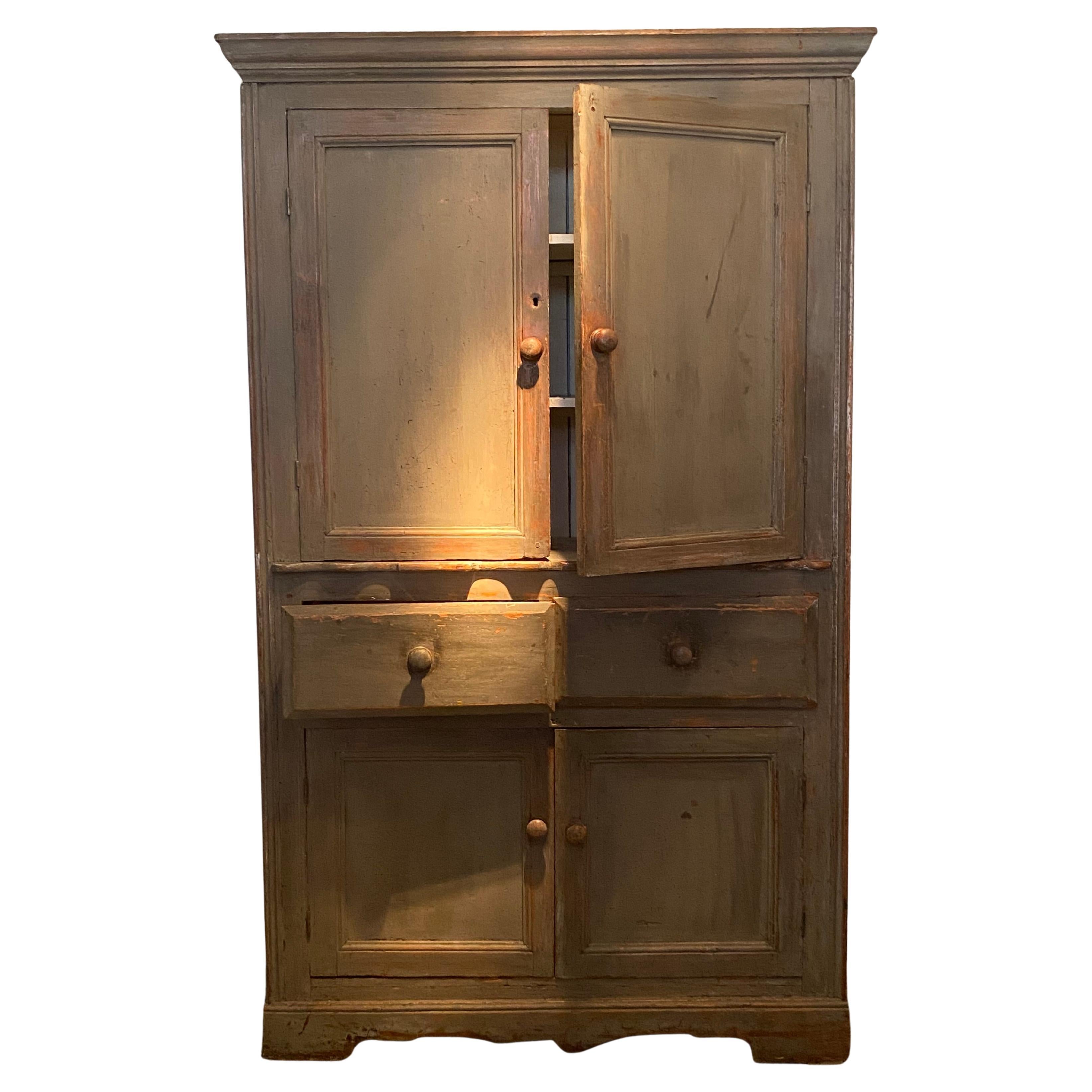 An antique English Grey patinated Cupboard at 1stDibs