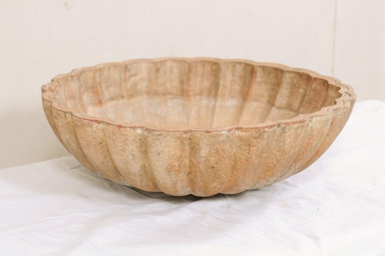 Antique European Scalloped Terracotta Basin for Fountain Sink or ...