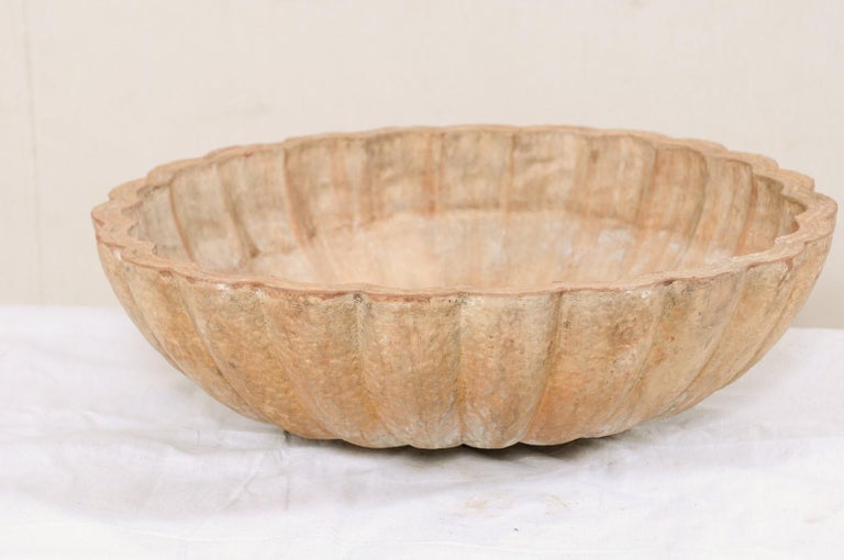 Antique European Scalloped Terracotta Basin for Fountain Sink or ...