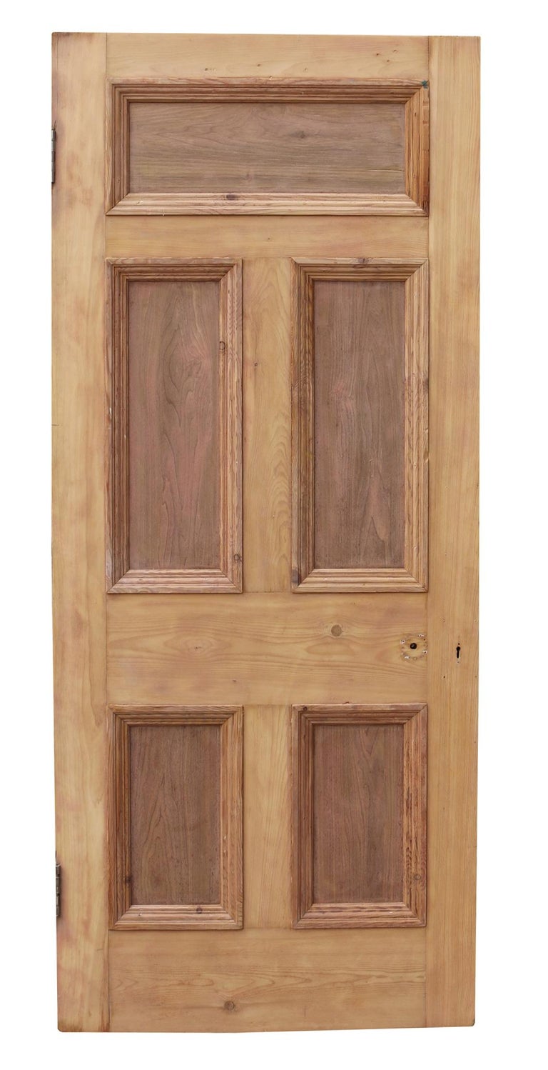 Antique Exterior Five Panel Pine Door For Sale at 1stDibs