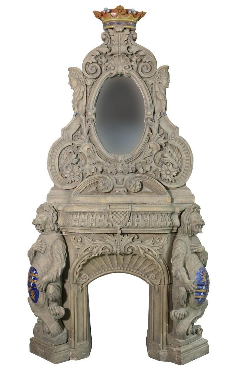 Antique Flemish Fire-Clay Fire Surround and Chimney Piece For Sale at ...