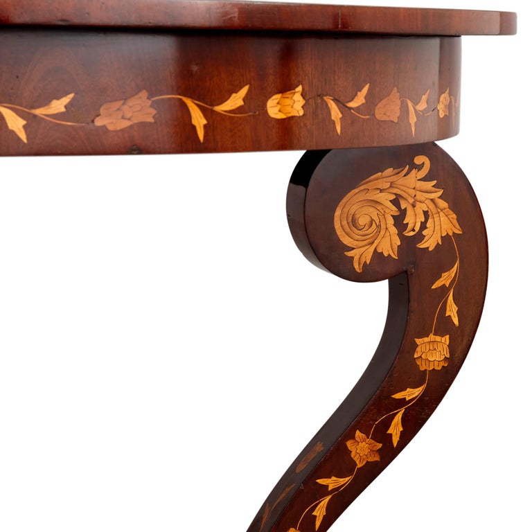 Antique French Circular Marquetry Table with Floral Inlay For Sale at ...