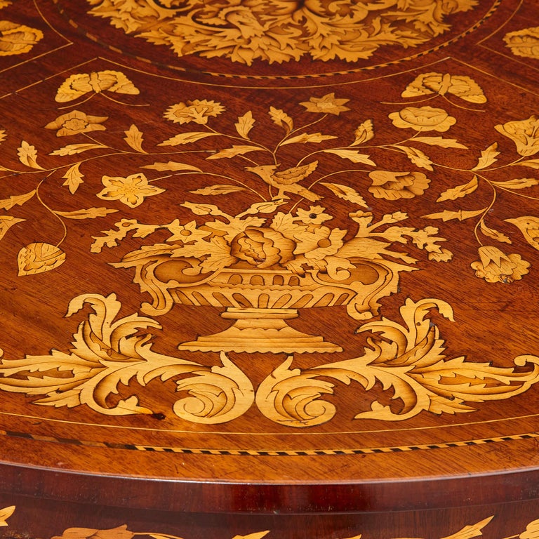 Antique French Circular Marquetry Table with Floral Inlay For Sale at ...