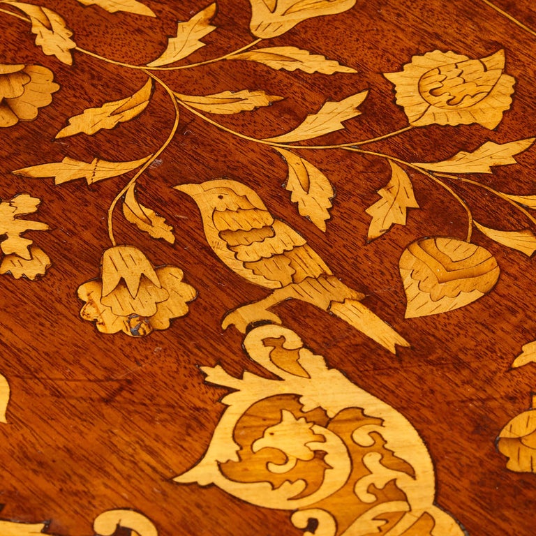 Antique French Circular Marquetry Table with Floral Inlay For Sale at ...