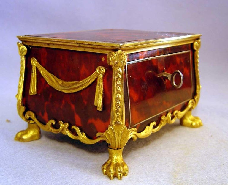 Antique French Louis XV Ormolu Mounted Tortoiseshell Patch or Rouge Box ...