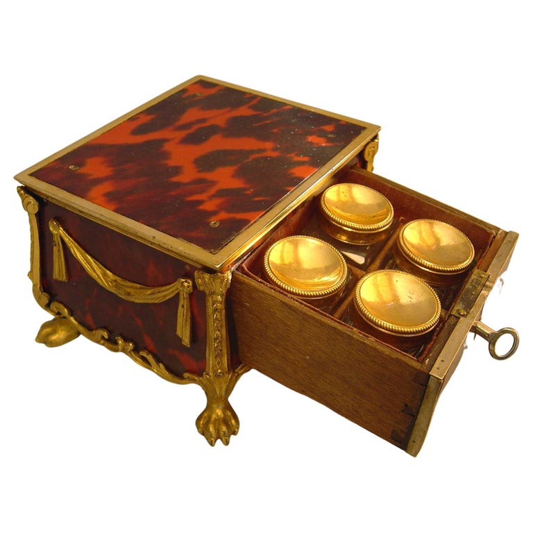 Antique French Louis XV Ormolu Mounted Tortoiseshell Patch or Rouge Box ...