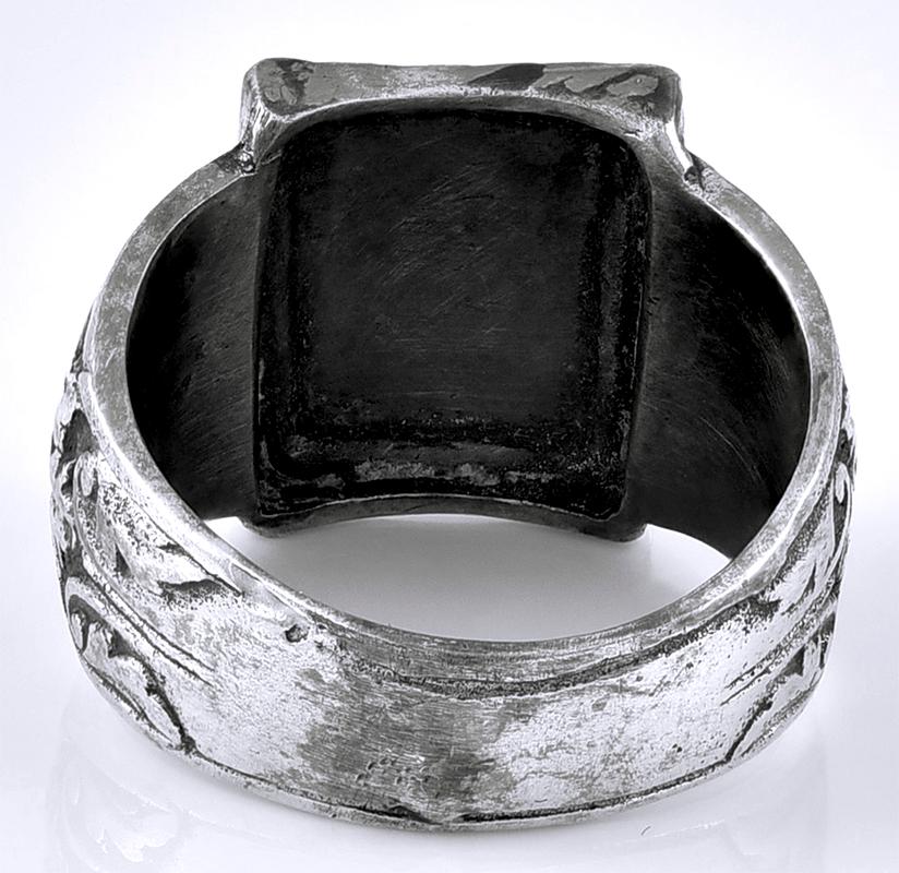 Antique Italian Silver Crested Intaglio Ring For Sale at 1stDibs