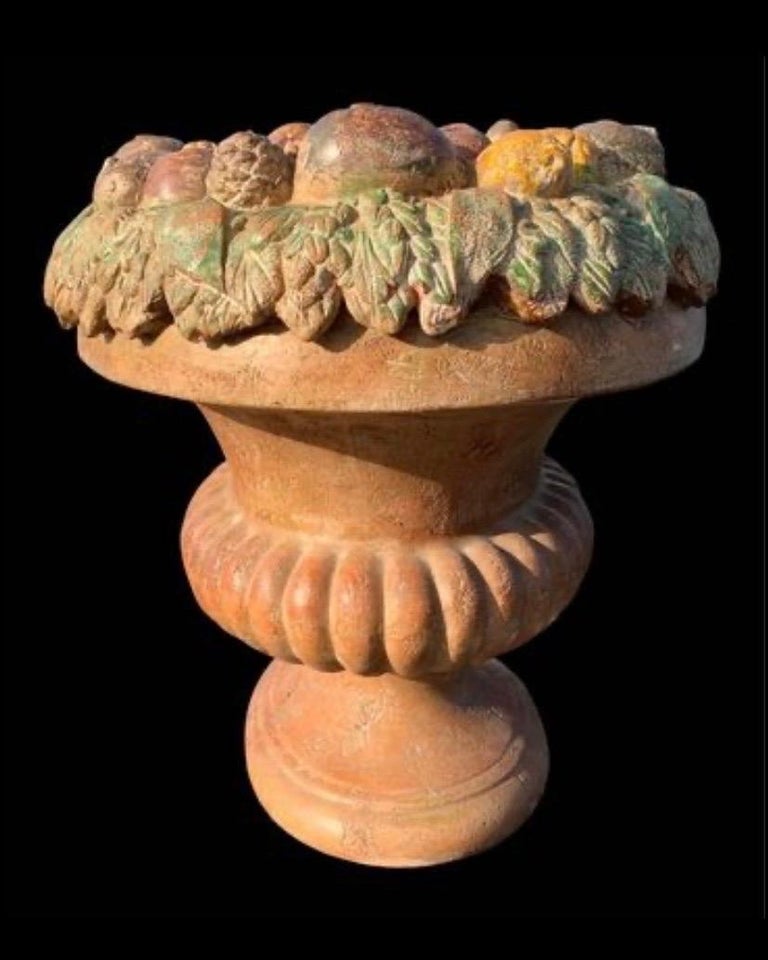 Antique Italian Terracotta and Oval Glass Dining Table For Sale at 1stDibs
