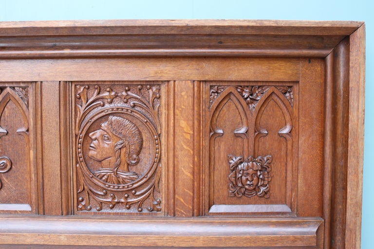 Antique Jacobean Revival Carved Oak Panel at 1stDibs