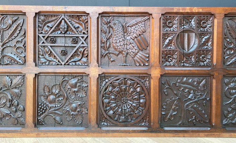 Antique Jacobean Style Carved Oak Panel at 1stDibs
